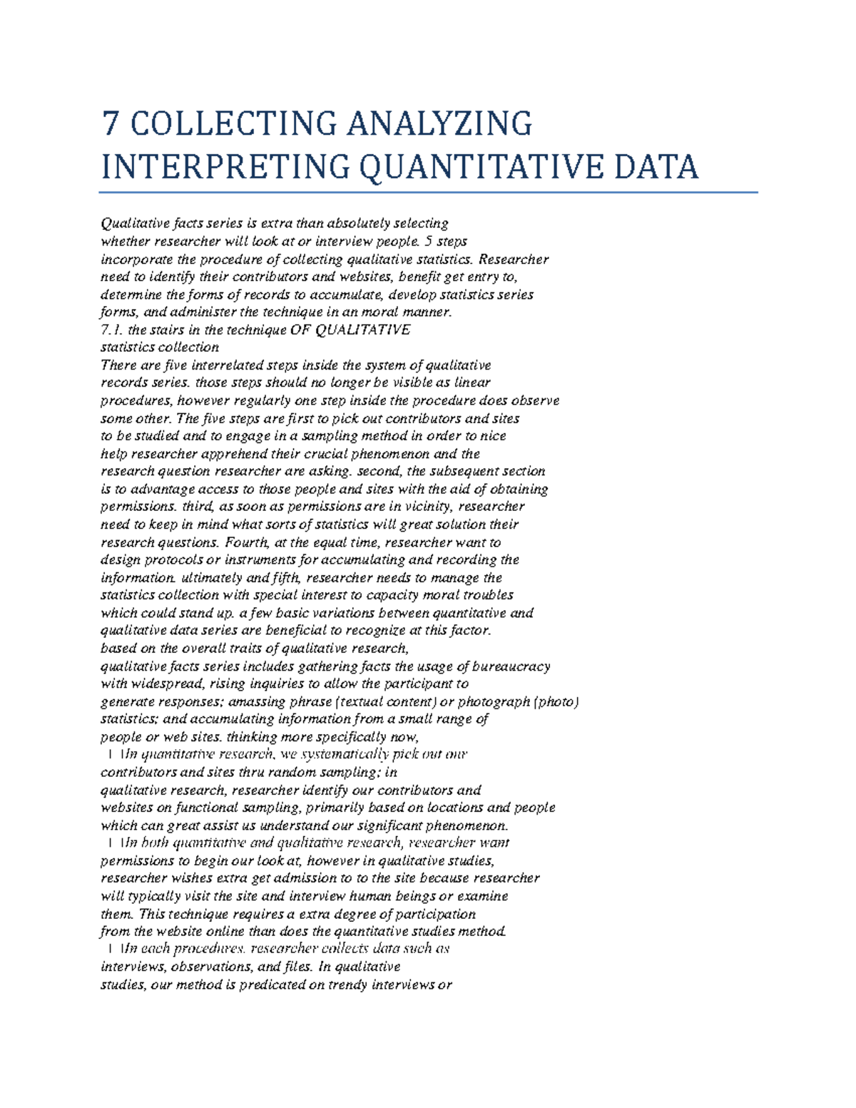 7 Collecting Analyzing Interpreting Quantitative DATA - 7 COLLECTING ANALYZING INTERPRETING ...