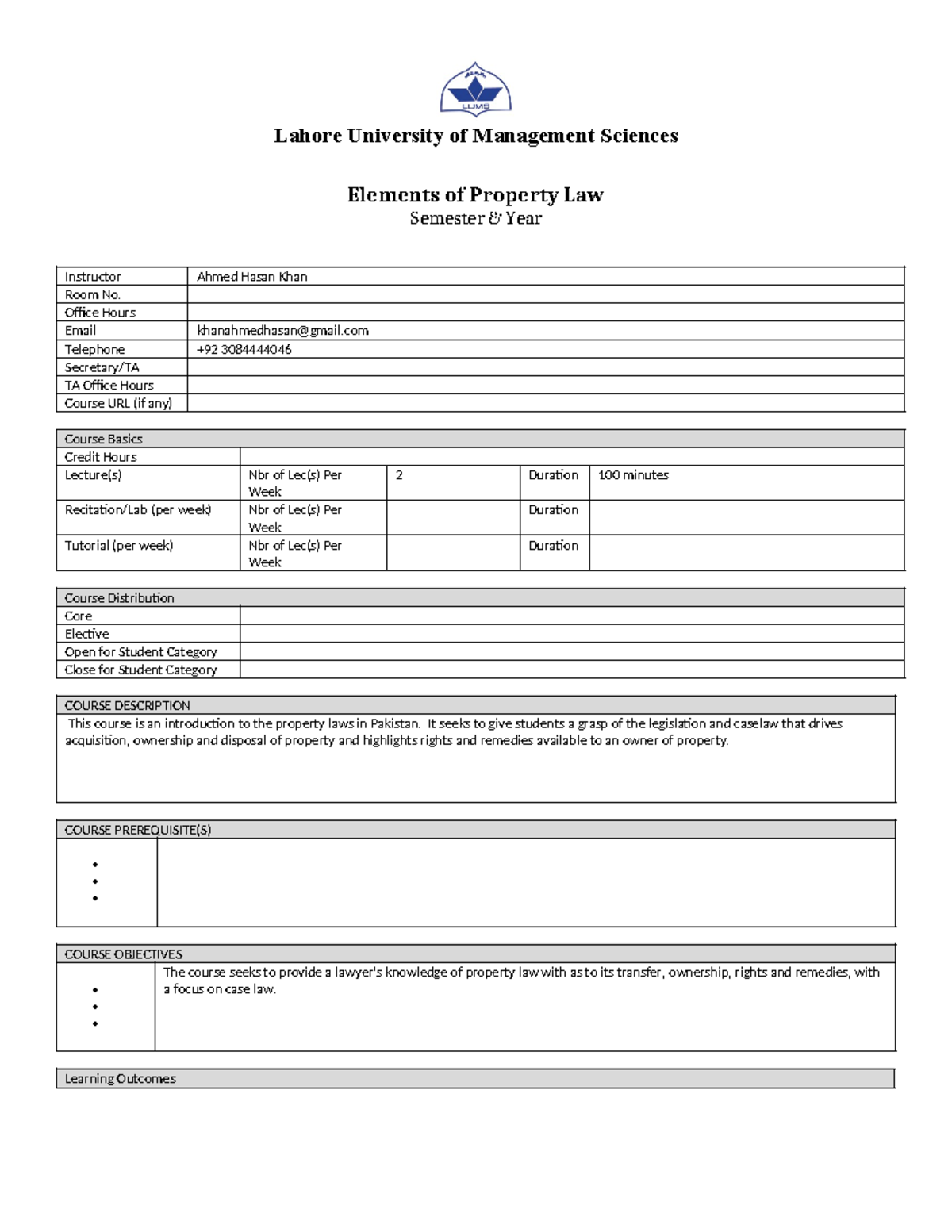 Property Law Outline Final 10-01-2024 - Elements of Property Law ...