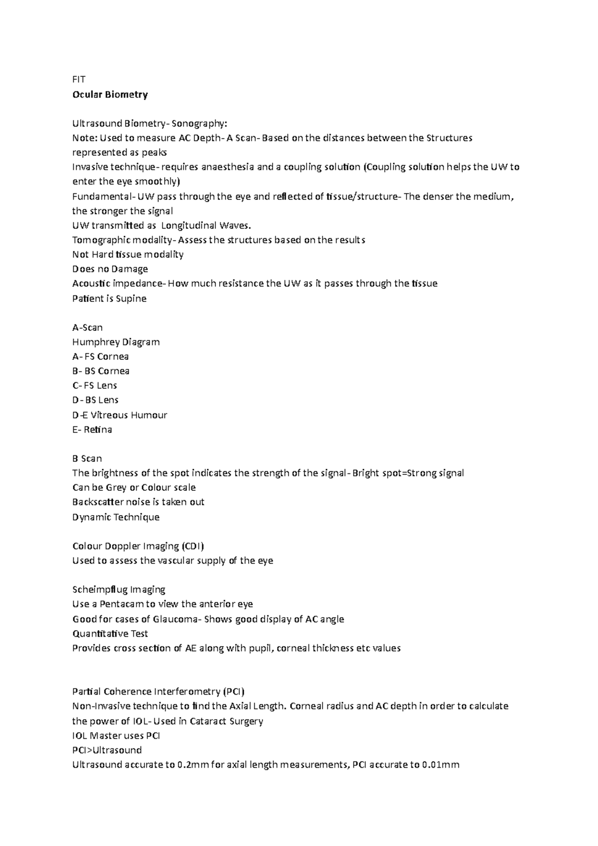 Remainder of FIT lectures[ 3565] - FIT Ocular Biometry Ultrasound ...
