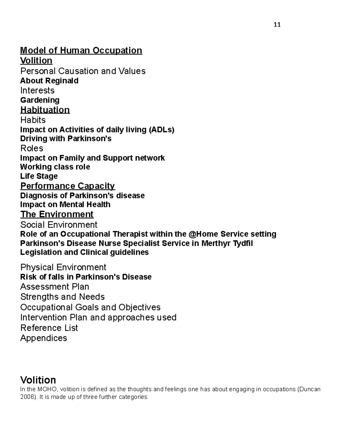 Reginald Hooper Handout - Model of Human Occupation Volition Personal ...
