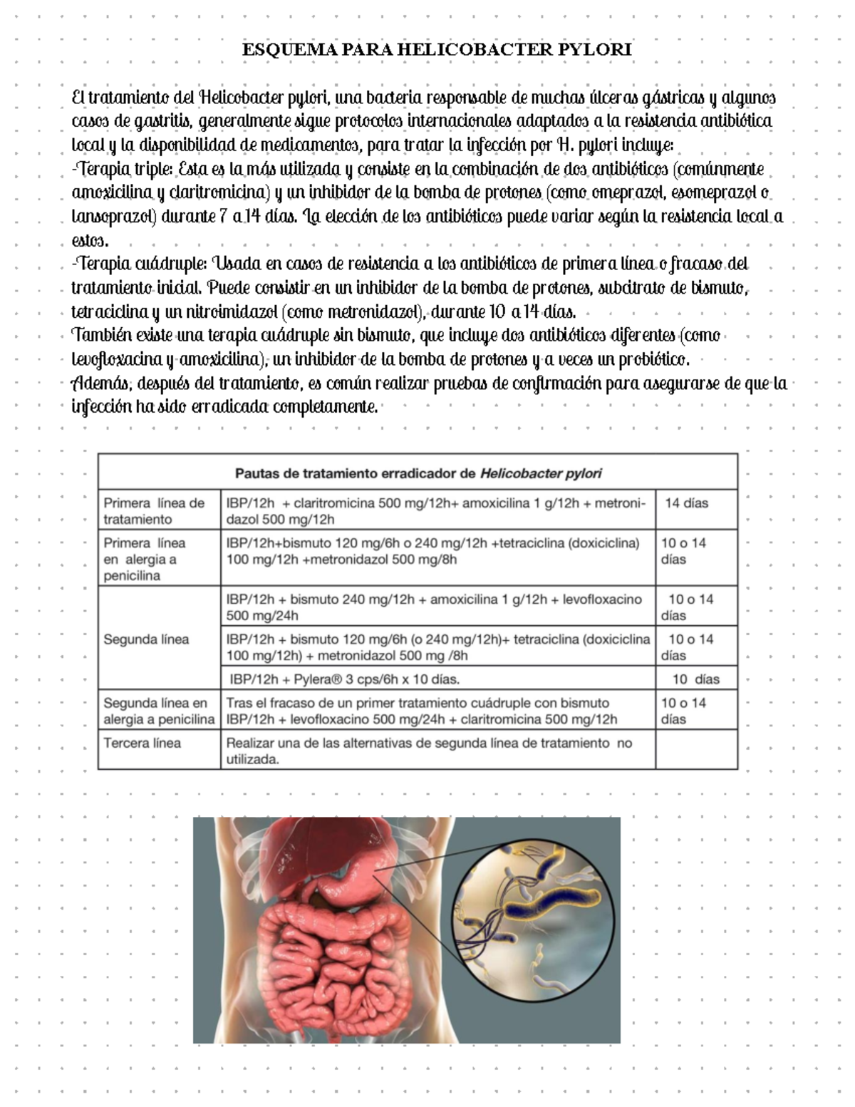 Tratamiento - La triple terapia para el helicobacter pylori - ESQUEMA ...