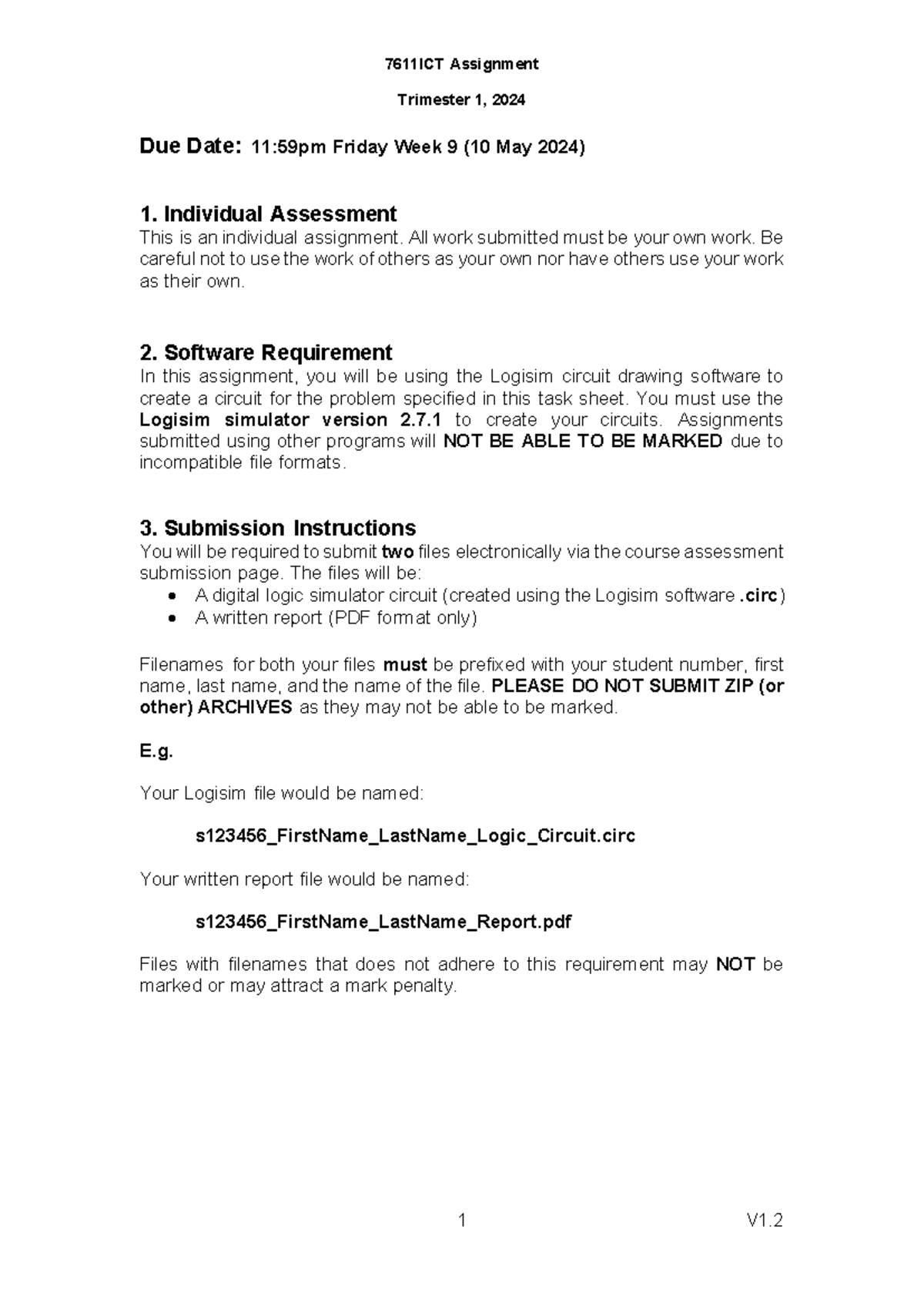 2024 T1 7611 Assignment 1 - Trimester 1, 2024 Due Date: 11:59pm Friday ...