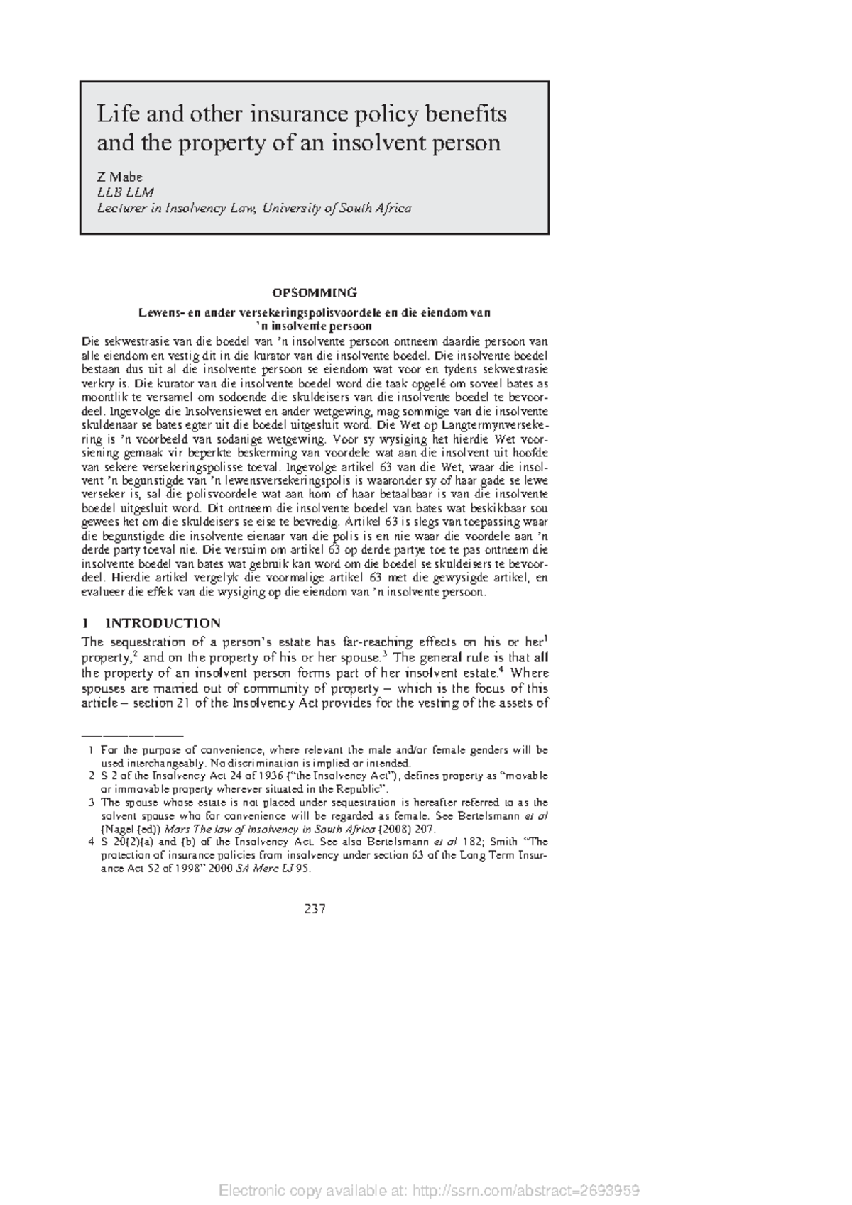 Life and other insurance policy benefits - Electronic copy available at ...