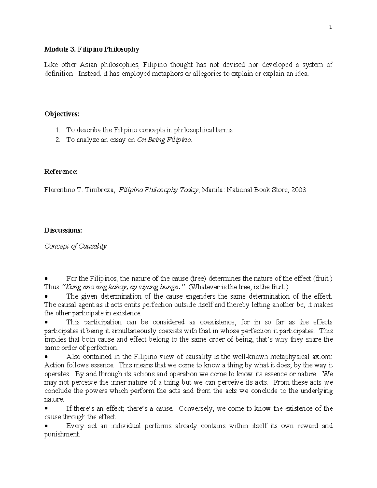 Module 3 Module 3 Filipino Philosophy Like Other Asian Philosophies