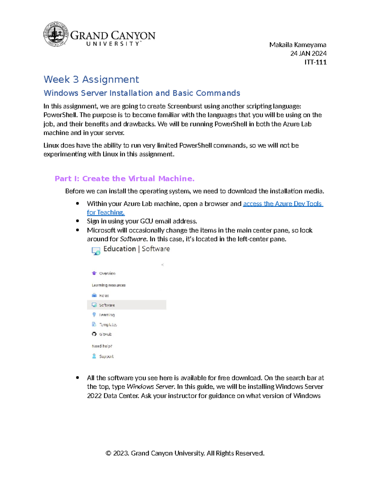 Windows Server: Basic Commands - 24 JAN 2024 ITT- Week 3 Assignment Windows Server Installation ...