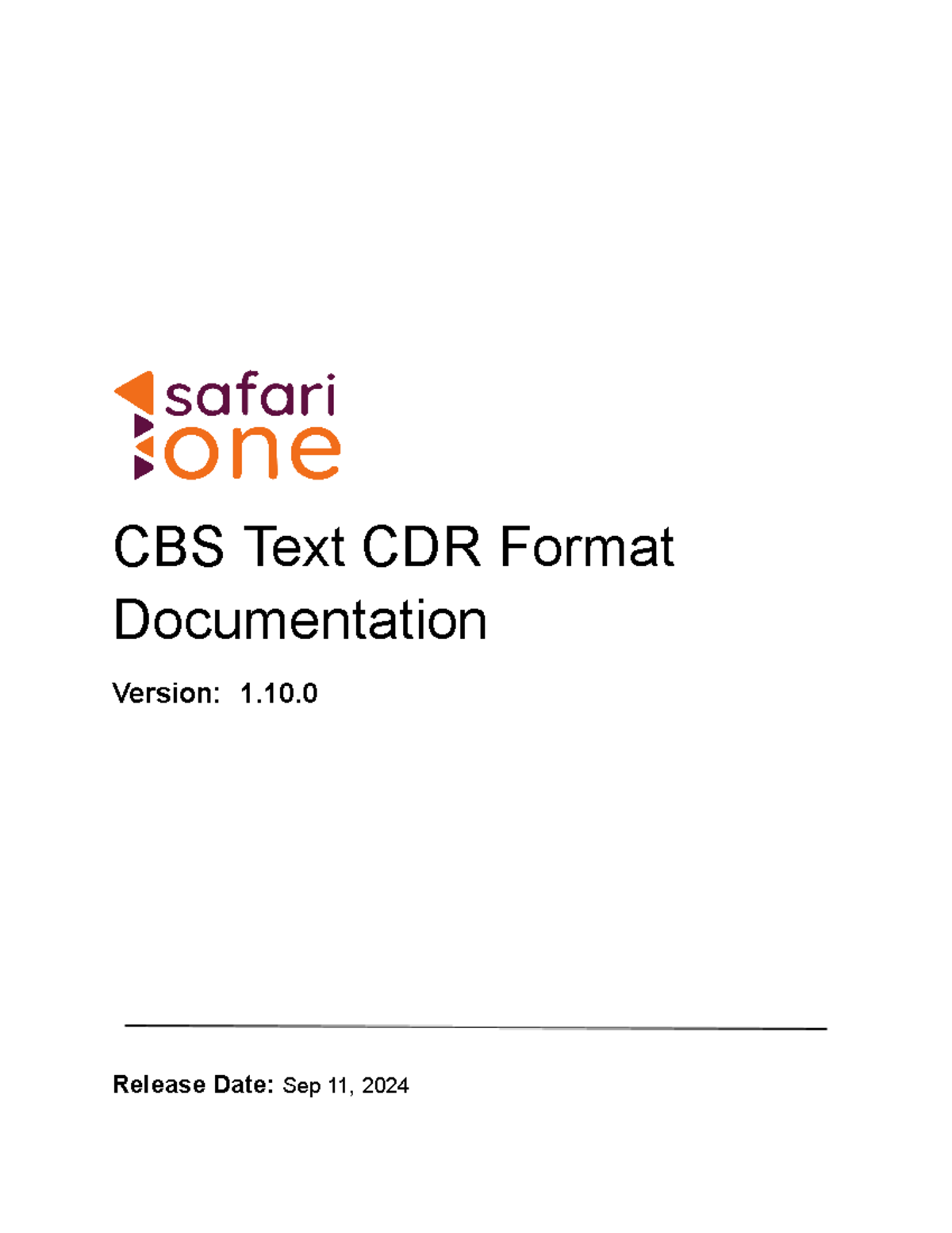 Safari One CBS CDR Format Documentaion v1.10.0 - Updated - CBS Text CDR ...