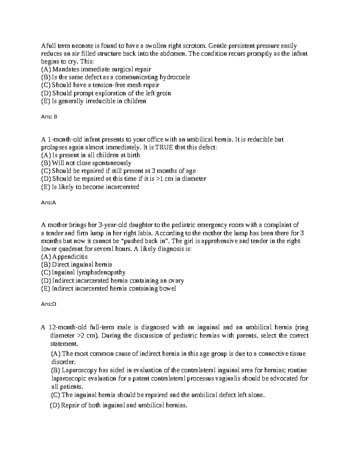 Hernia - pharmaceutics - Afull term neonate is found to have a swollen ...