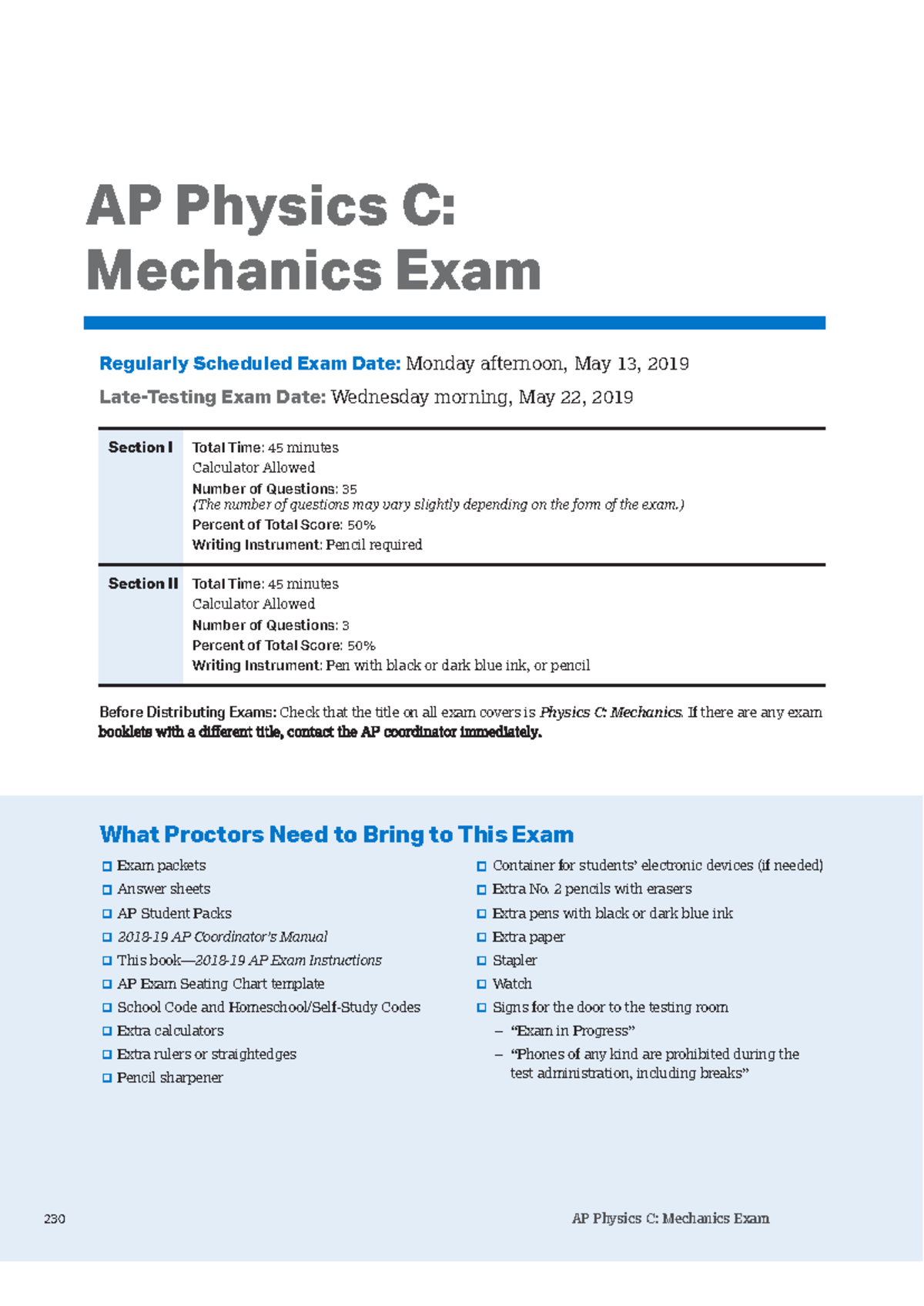 2019 AP C Mechanics - bbbb - 230 AP Physics C: Mechanics Exam AP ...