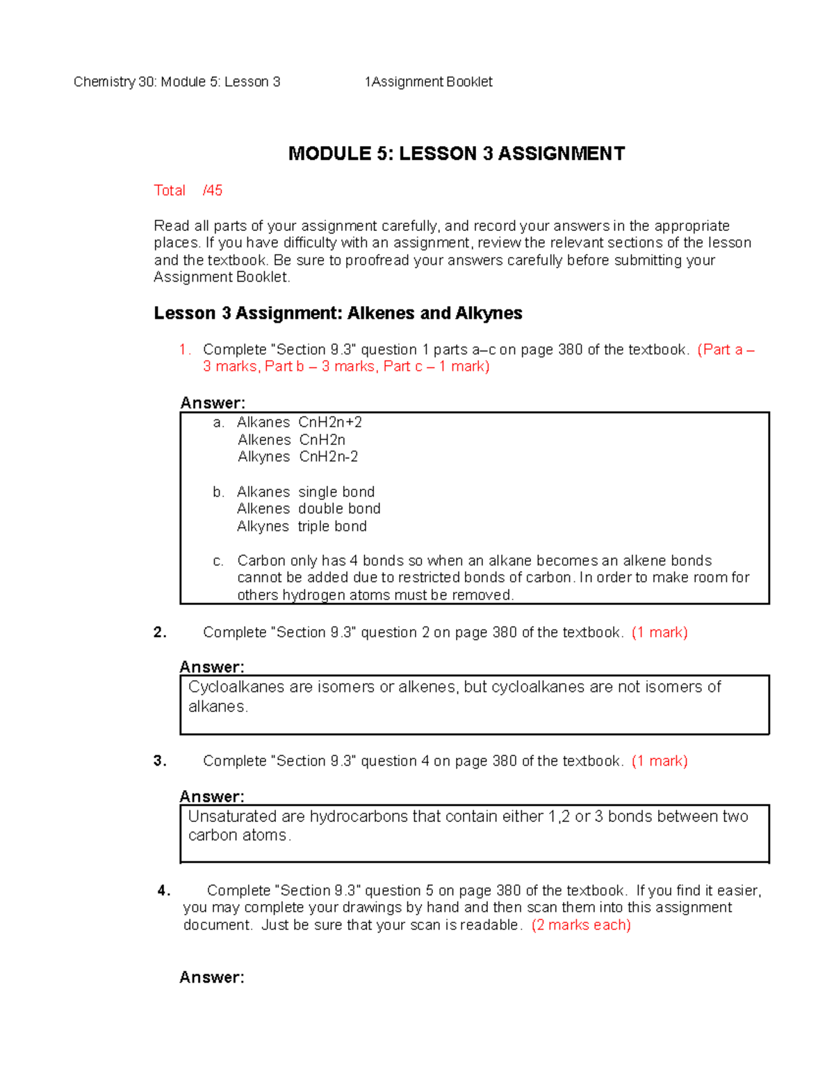 Chem 30 Unit 3 Module 5 Assignment 3 - Studocu