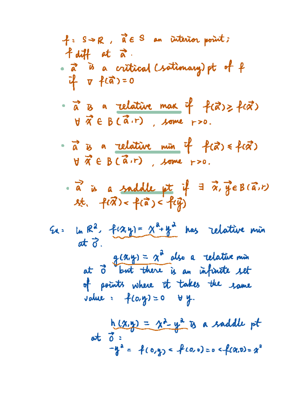 Critical points, Hessian Matrix - f S R S an interior point if dntfati ...