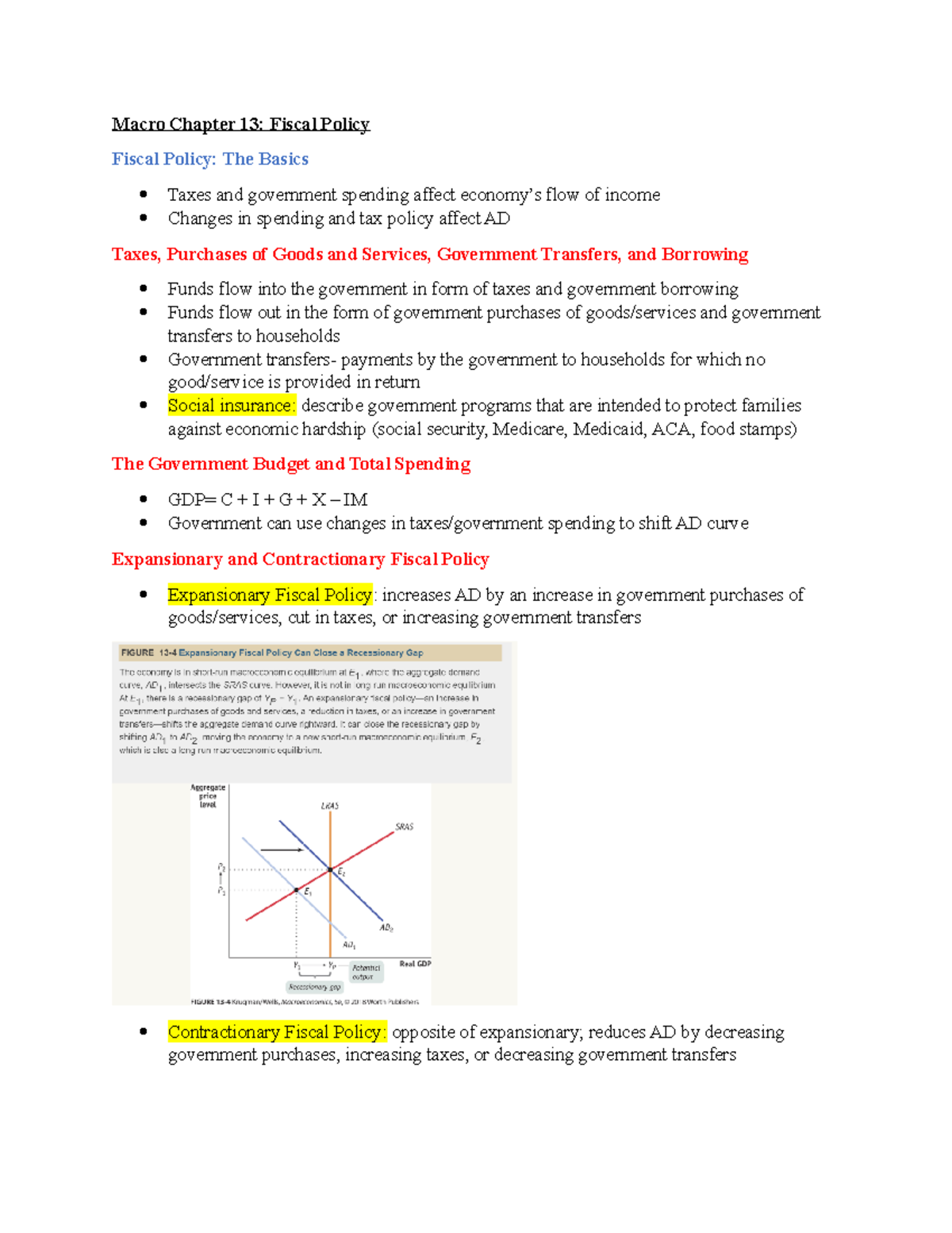 Macro Chapter 13 - Macro Chapter 13: Fiscal Policy Fiscal Policy: The ...