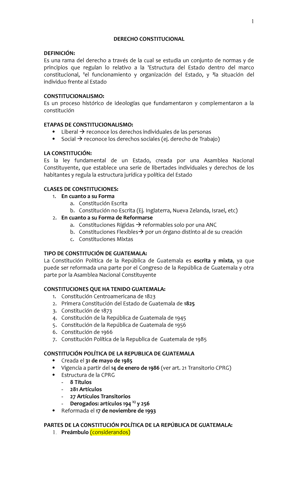 Derecho Constitucional - DERECHO CONSTITUCIONAL DEFINICIÓN: Es una rama ...