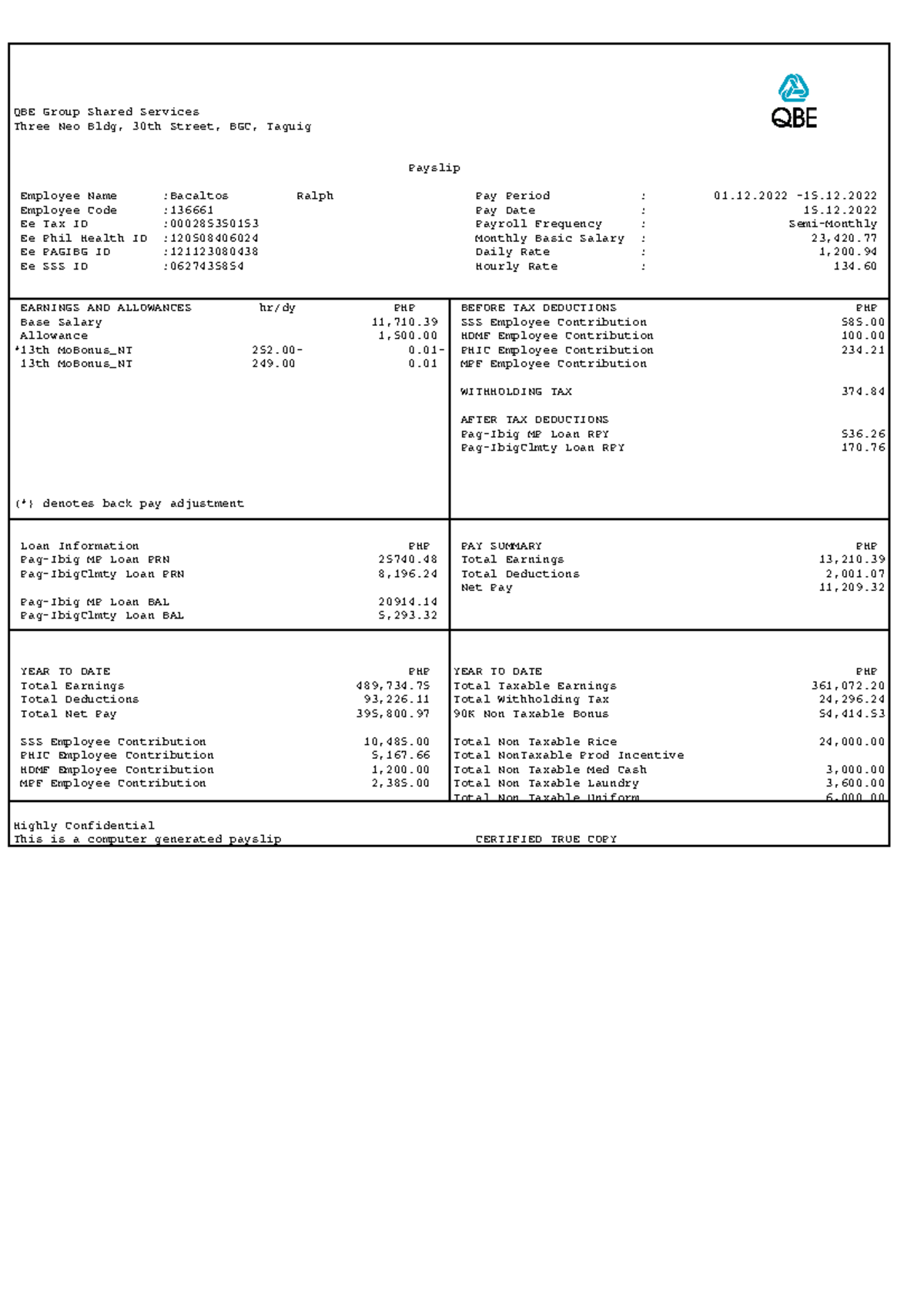 Payslip 2022-12-15 - For Reviewers - QBE Group Shared Services Three ...