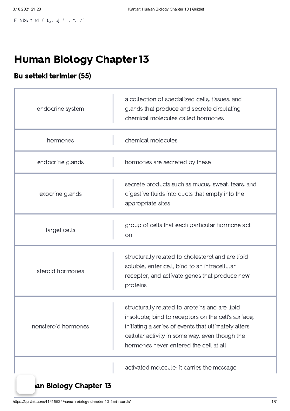 Ch13-quizlet 1 - Chapter worksheets - Biology - Hacettepe - StuDocu