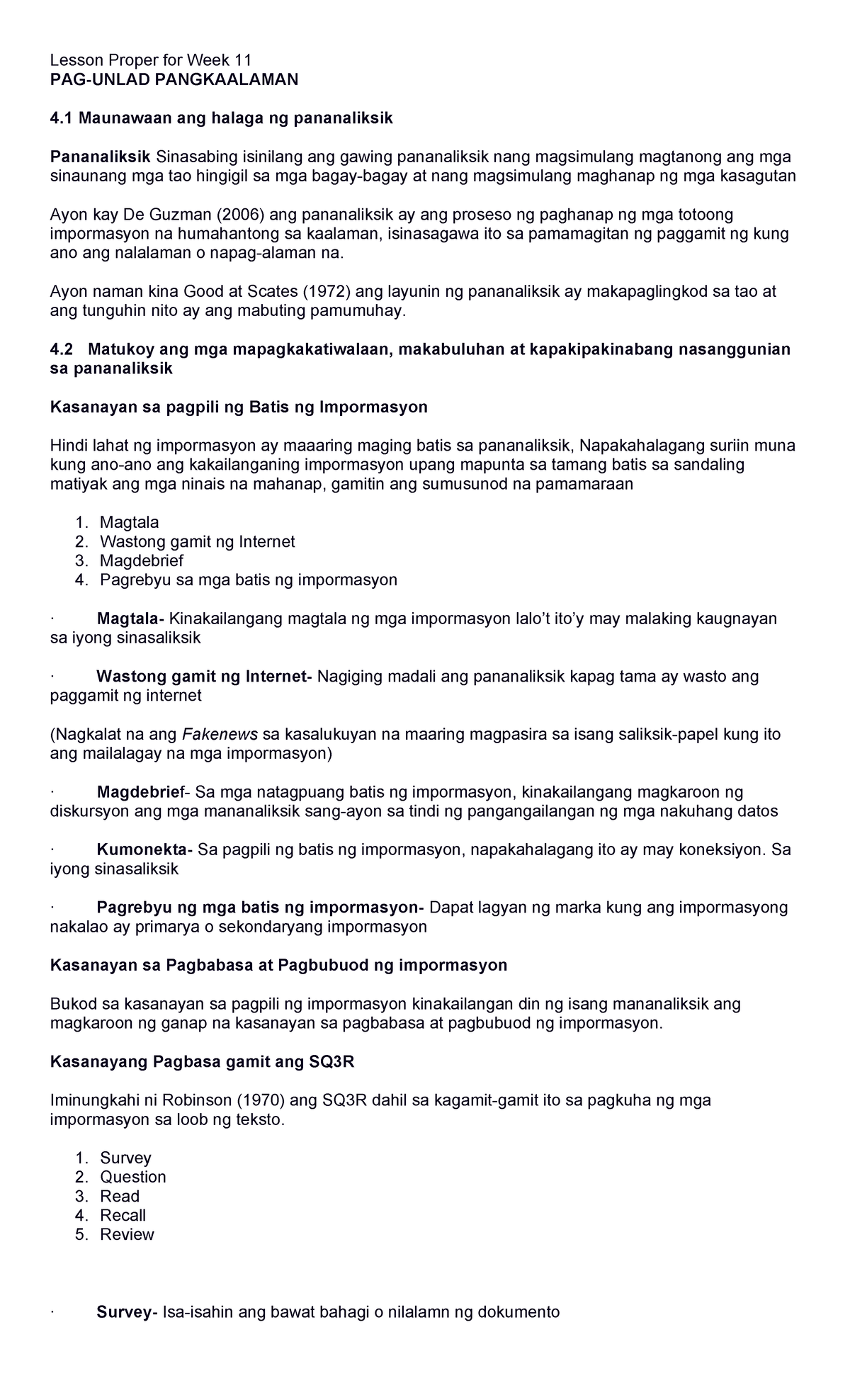 Lesson Proper for Week 11 - Ayon naman kina Good at Scates (1972) ang ...