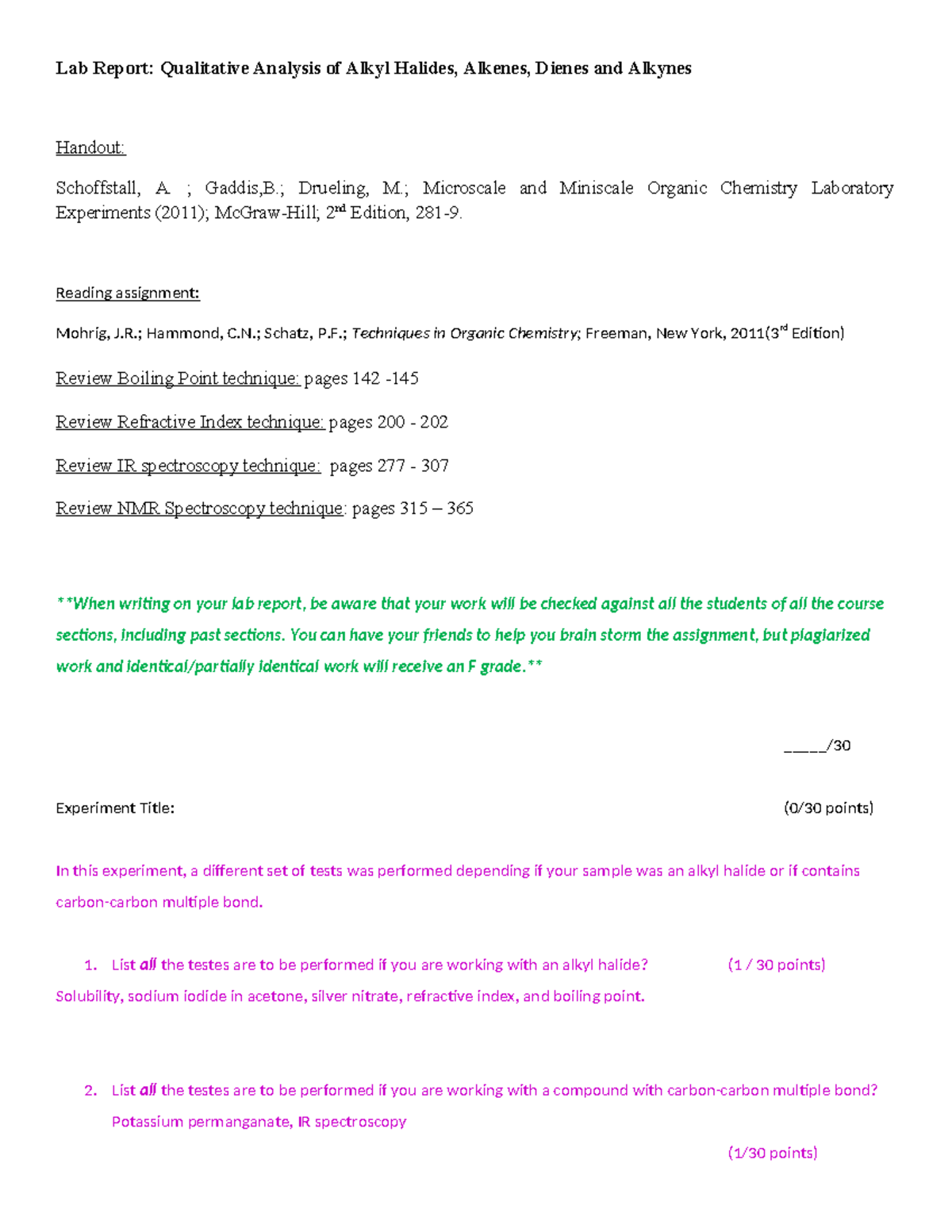Lab Report - Qualitative Analysis CHM336 - Lab Report: Qualitative ...