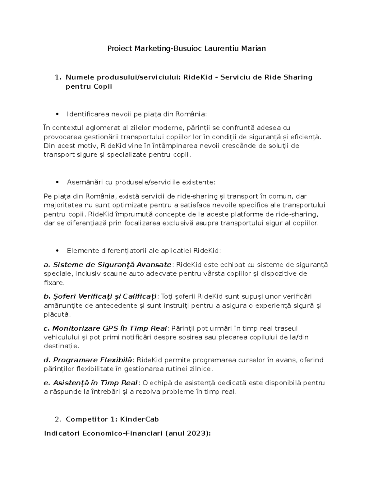 Proiect Marketing - ........... - Proiect Marketing-Busuioc Laurentiu ...