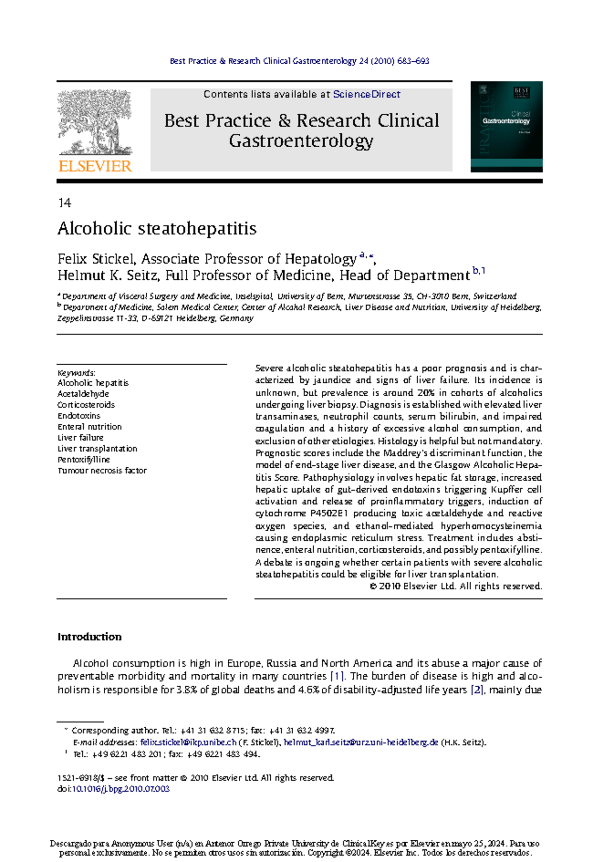 1-s2 - 14 Alcoholic steatohepatitis Felix Stickel, Associate Professor ...