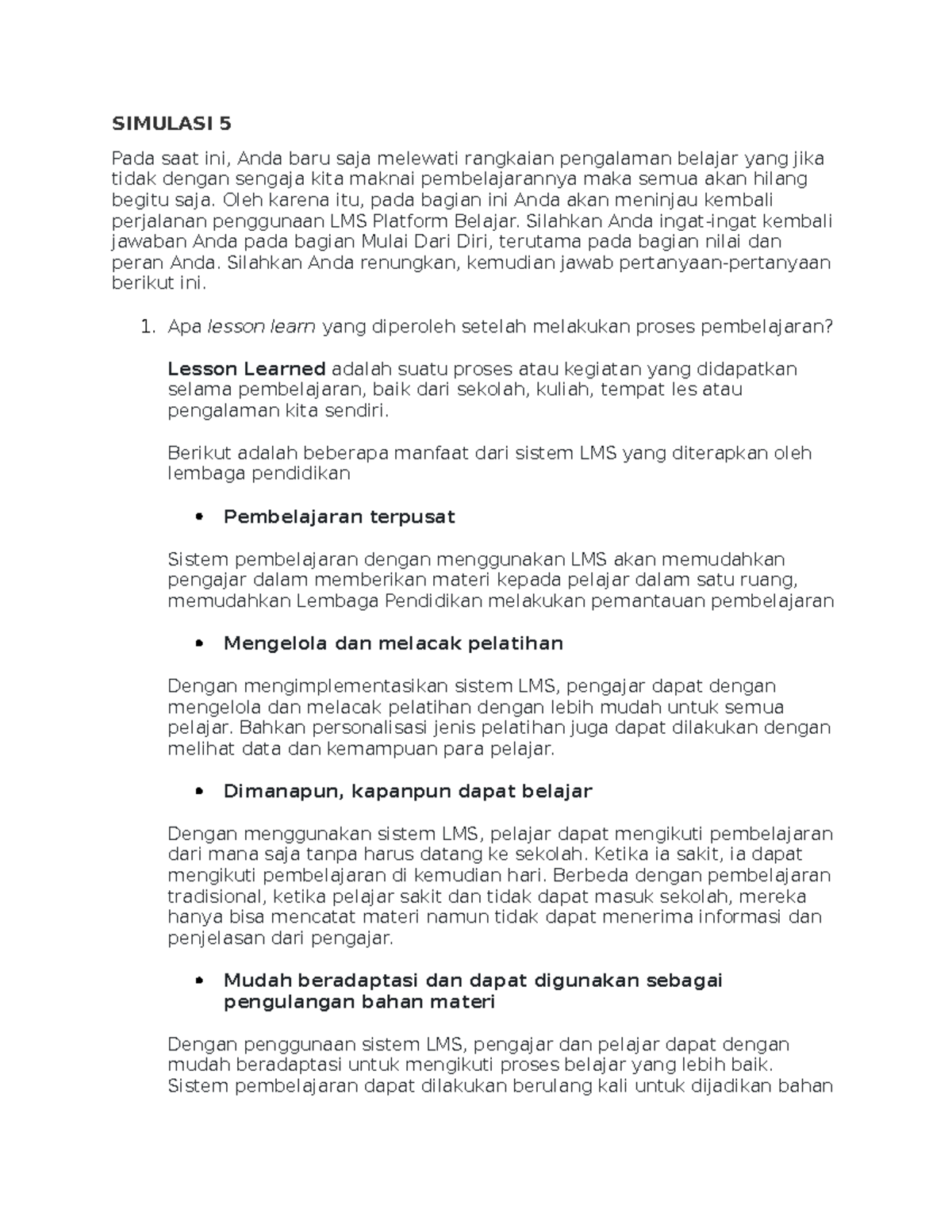 Simulasi 5 - SIMULASI 5 Pada saat ini, Anda baru saja melewati ...