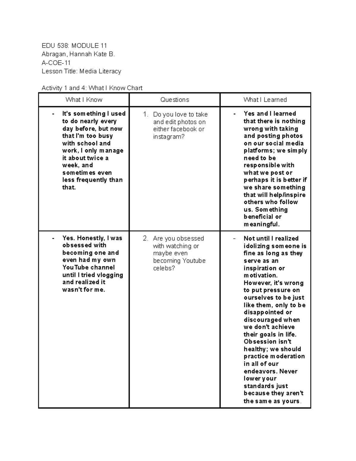 EDU 538 Module 11 - EDU 538: MODULE 11 Abragan, Hannah Kate B. A-COE ...
