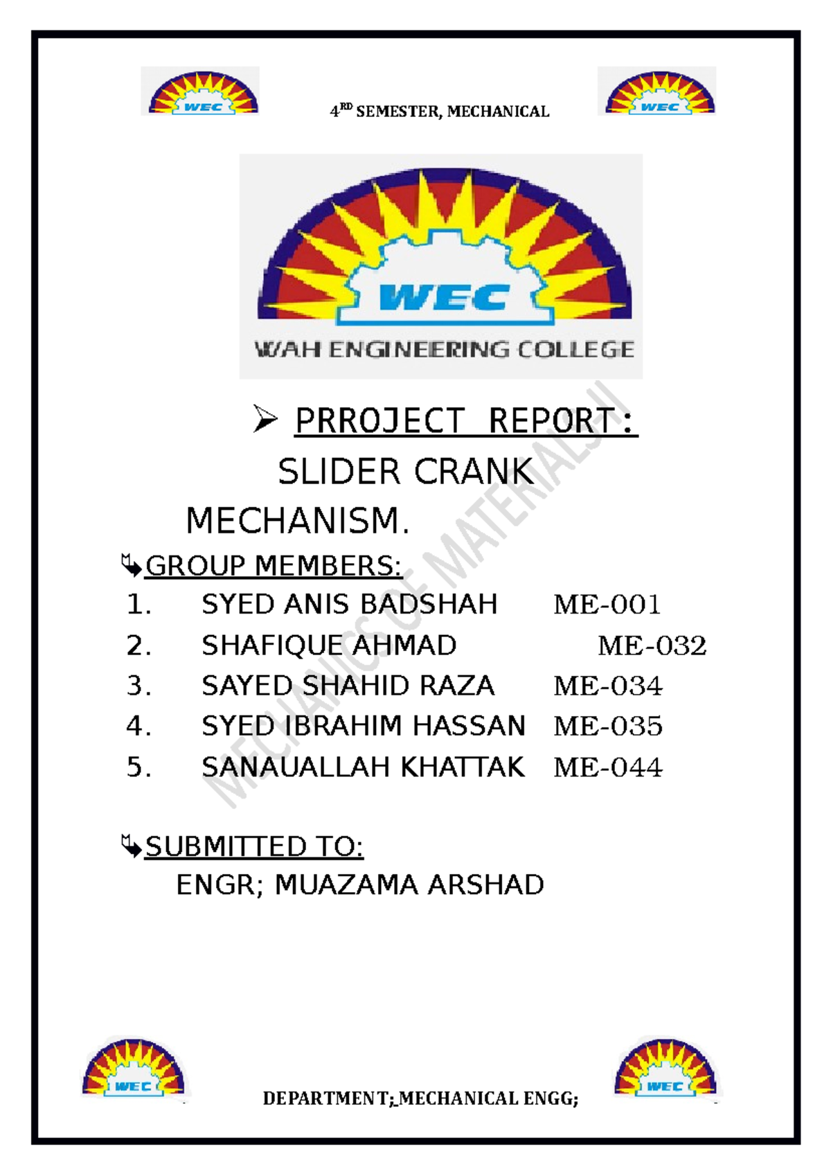 109964625 slider Crank mechanism term Project Report - 4RD SEMESTER ...