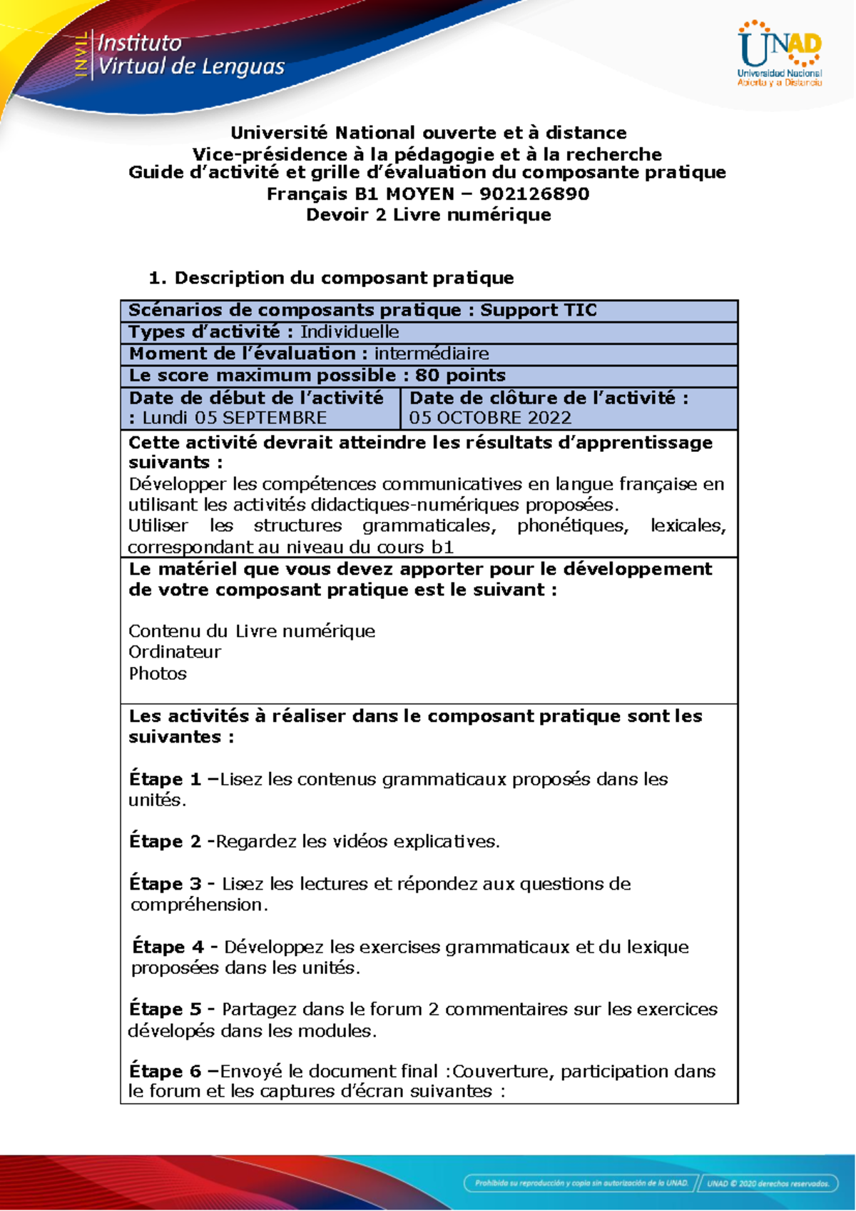 Guide d’activités et rubrique d’évaluation - Unité-2 - Devoir 2 - Livre ...
