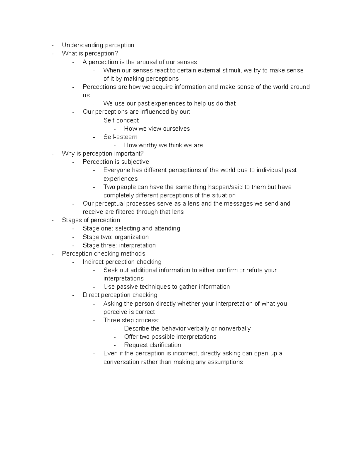 Communication - ch 2 notes - Understanding perception What is ...