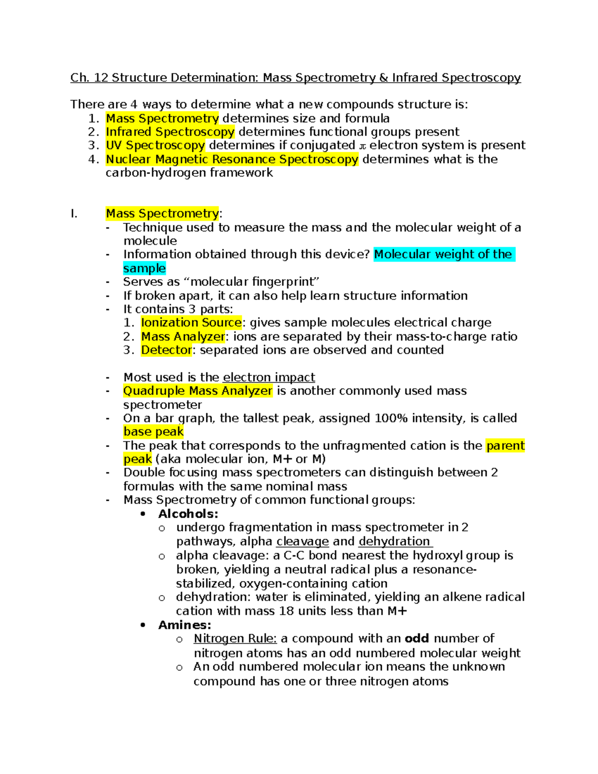 Ch 12- Structure Determination- Mass Spectrometry and Infrared ...