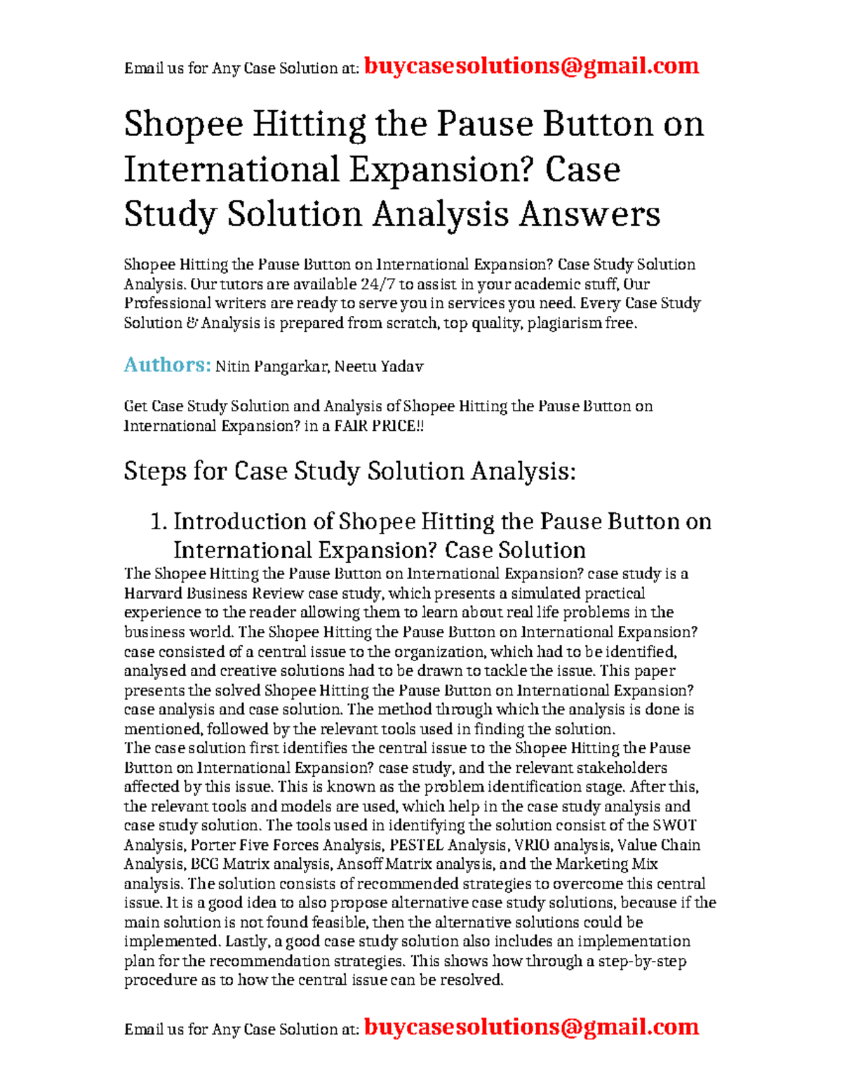 Case Solution Shopee Hitting the Pause Button on International ...