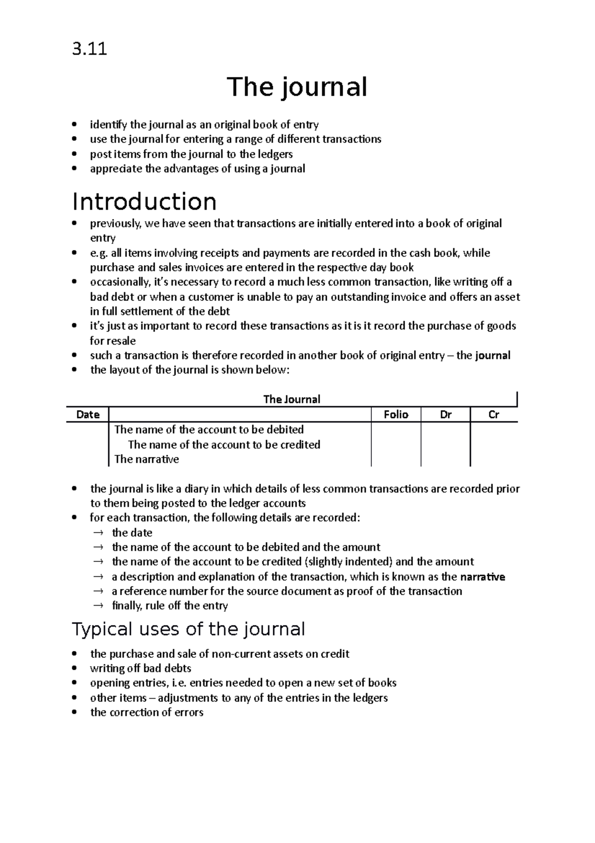 3.11 The journal - Lecture notes 15 - 3. The journal identify the ...
