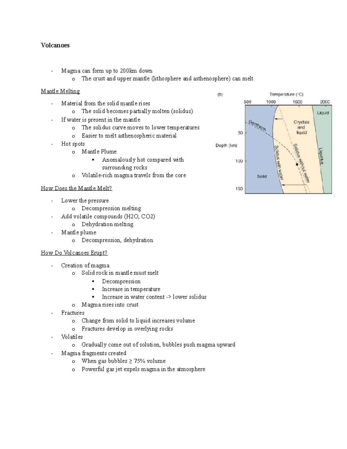 Geoscience Lecture 7 Notes - Volcanoes Magma can form up to 200km down ...