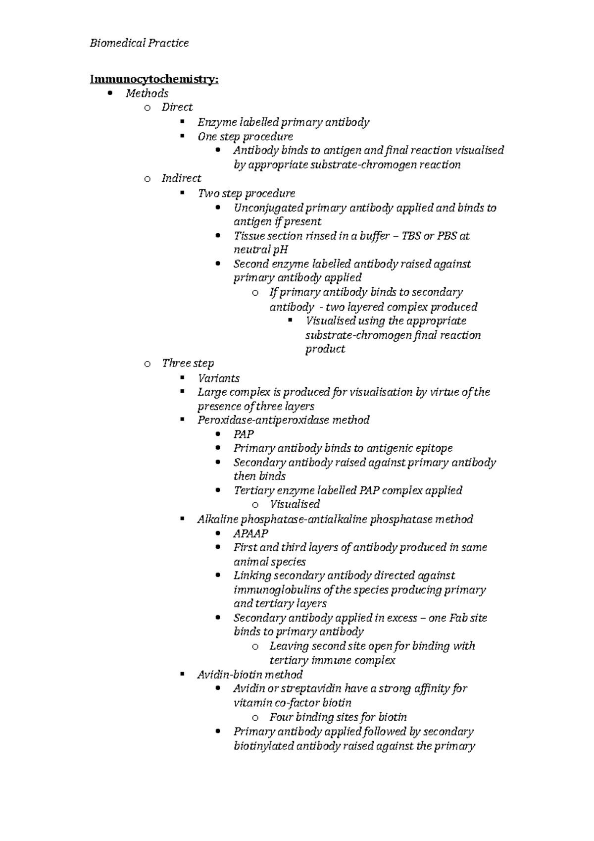 Immunocytochemistry Lecture Notes - Biomedical Practice ...