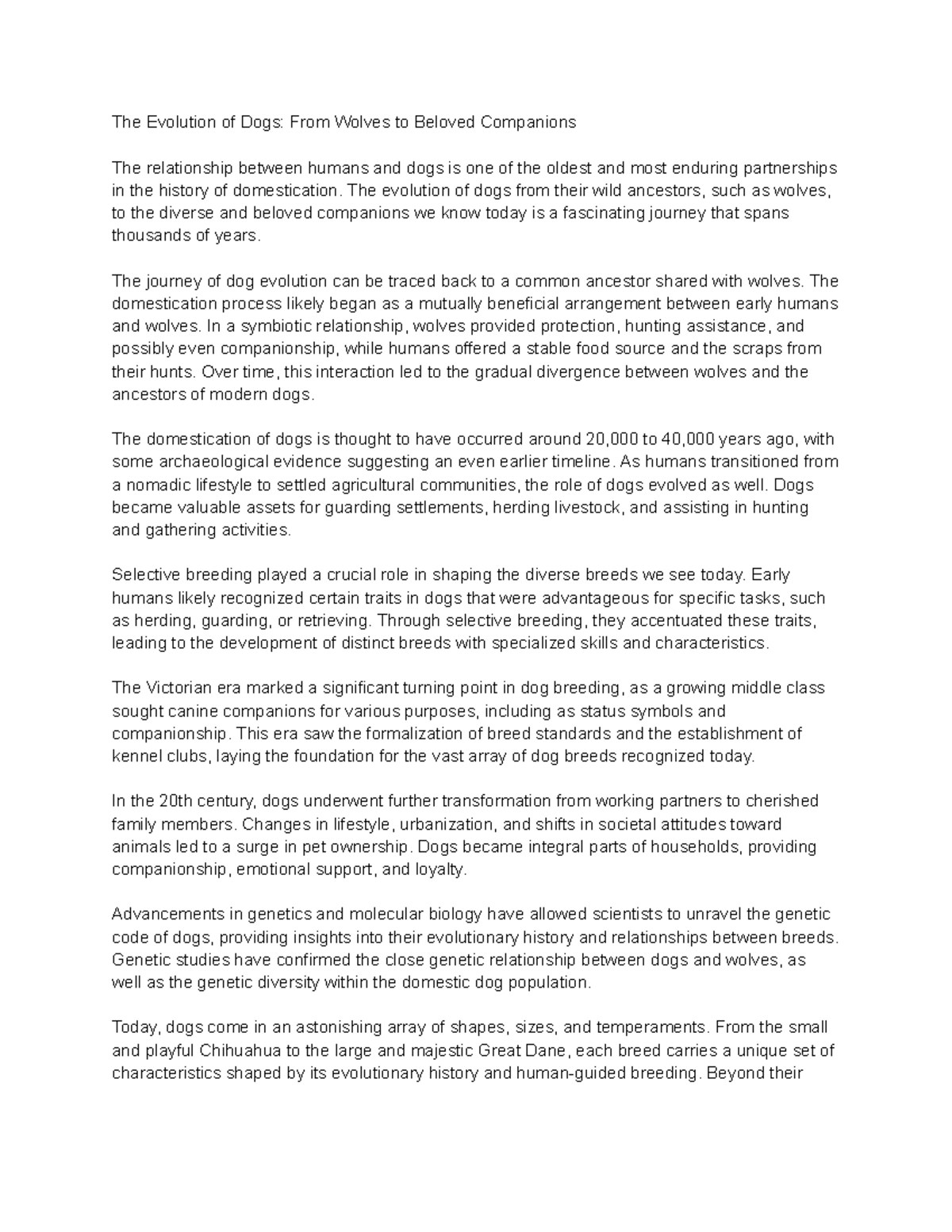 The Evolution of Dogs - The evolution of dogs from their wild ancestors ...