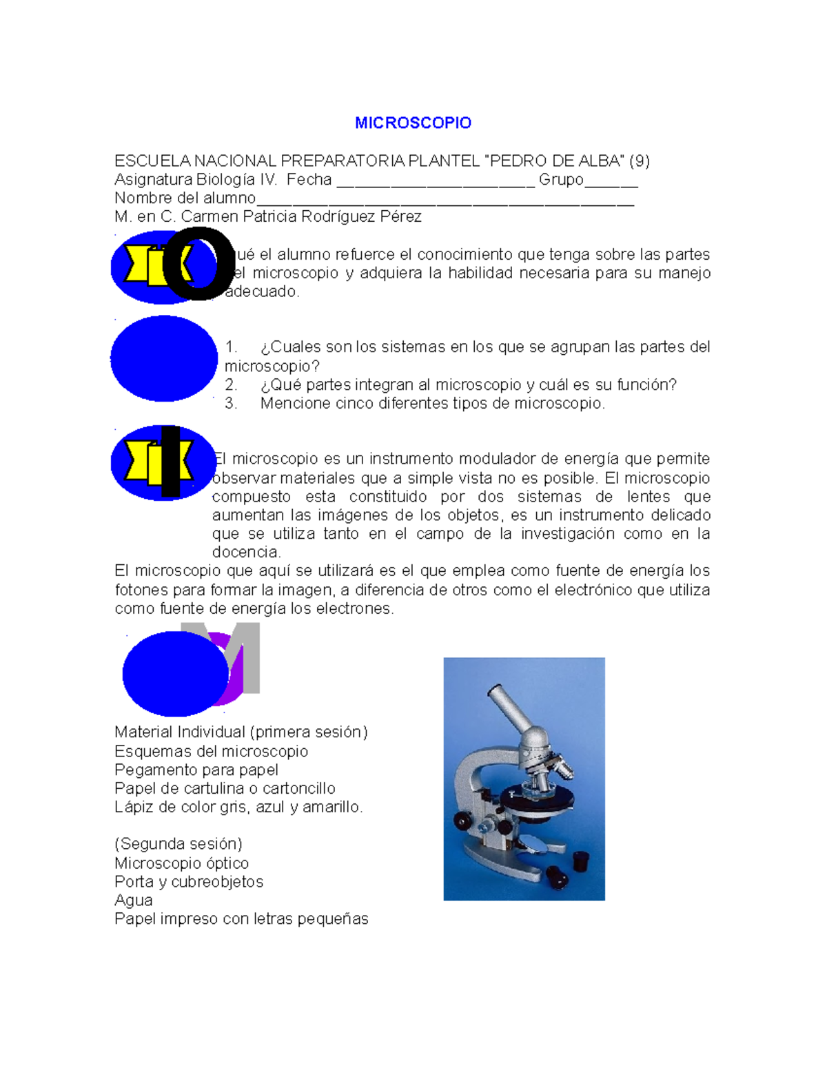 Microscopio - MICROSCOPIO ESCUELA NACIONAL PREPARATORIA PLANTEL “PEDRO ...
