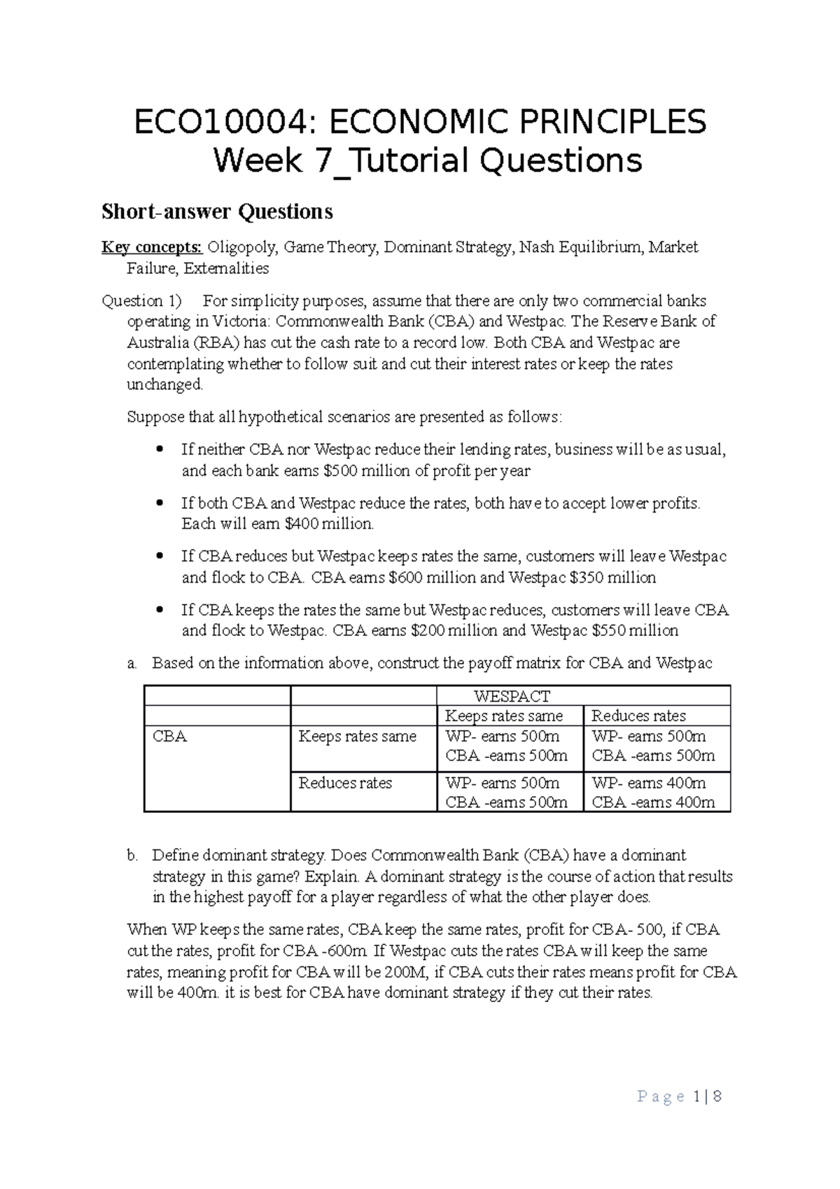 Week 7 Tutorial Questions- answered - ECO10004: ECONOMIC PRINCIPLES Week 7_Tutorial Questions ...