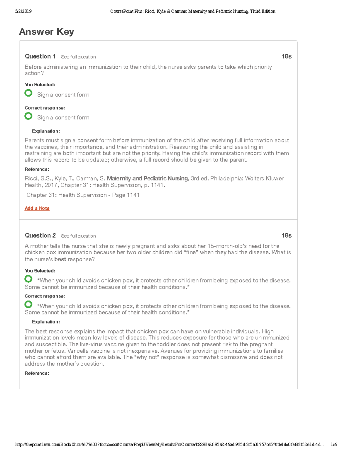 Ch 31 Prep U 3 - Practice questions - 3/2/2019 CoursePoint Plus: Ricci ...