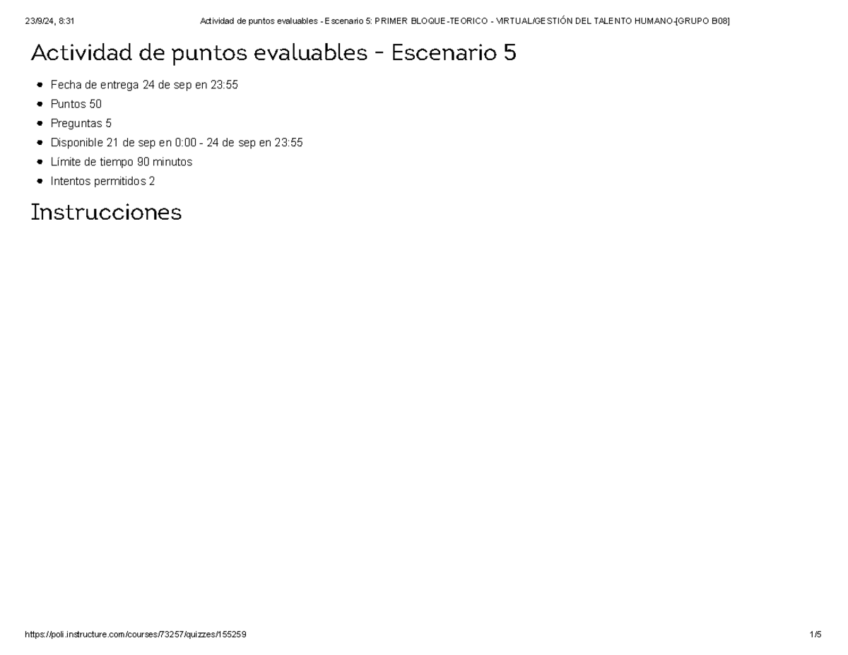 Actividad de puntos evaluables - Escenario 5 Primer Bloque- Teorico - Virtual Gestión DEL ...