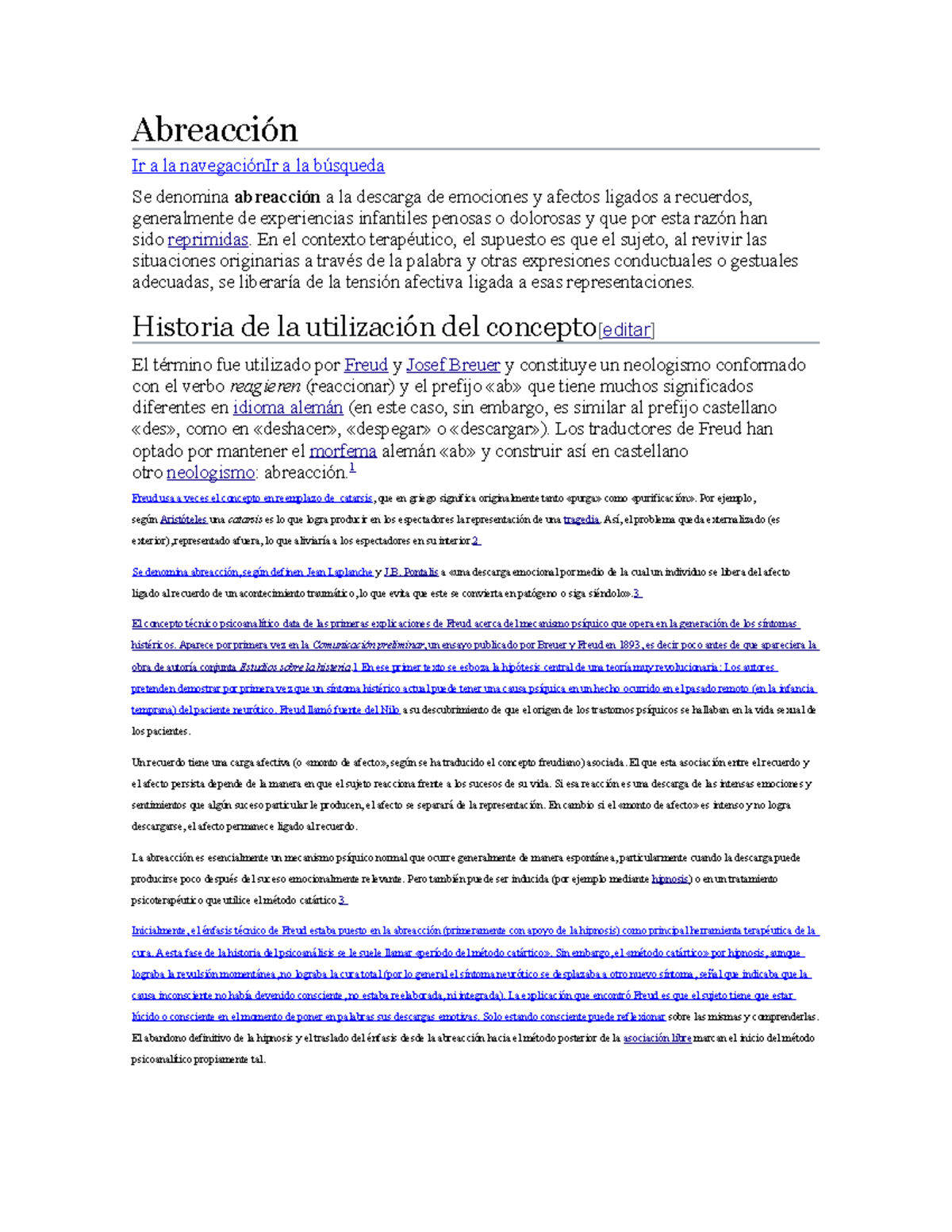 Abreacción - Apuntes sobre la Abreaccion - Abreacción Ir a la ...