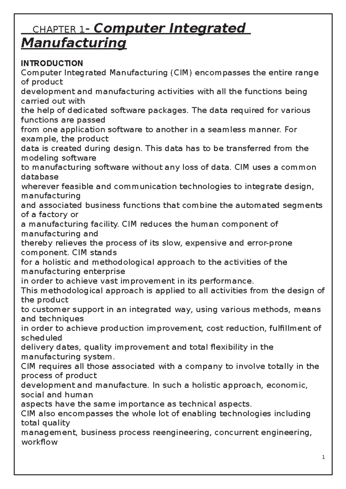 Computer Integrated Manufacturing Intro - CHAPTER 1 - Computer ...