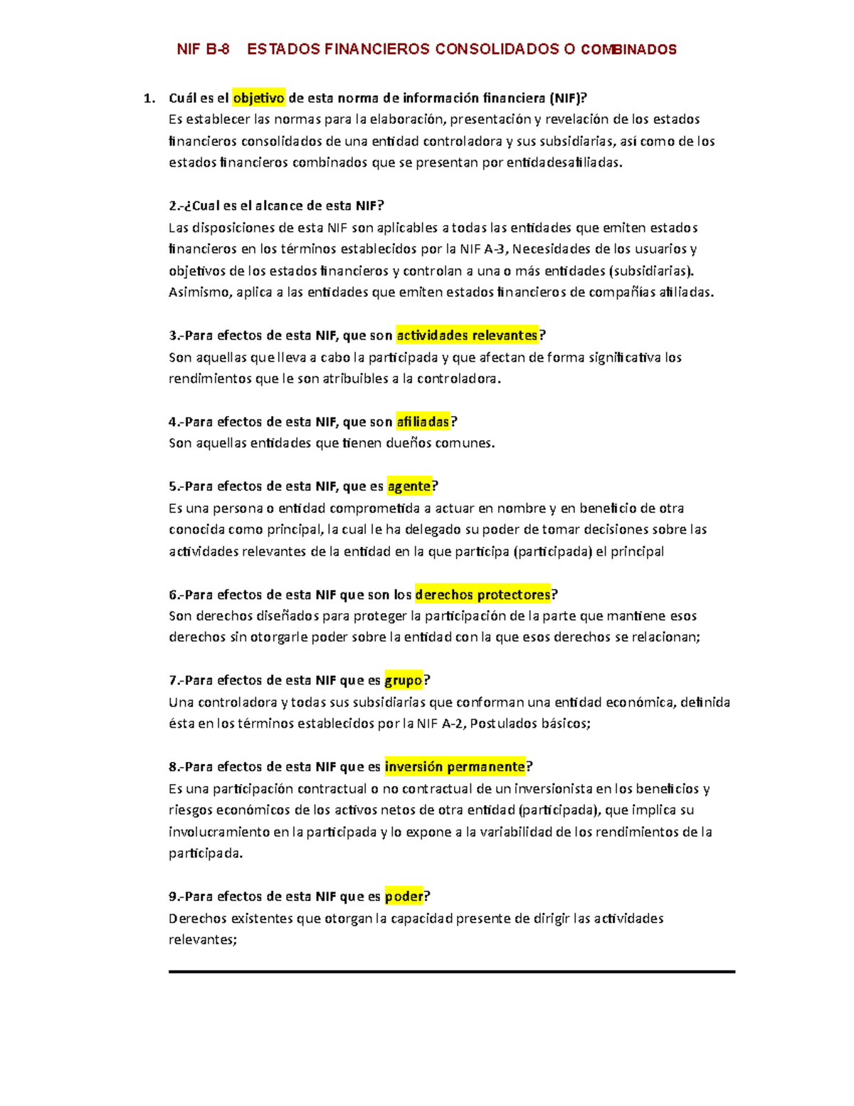 Preguntas NIF B-8 NORMA INTERNACIONALES - NIF B-8 ESTADOS FINANCIEROS ...