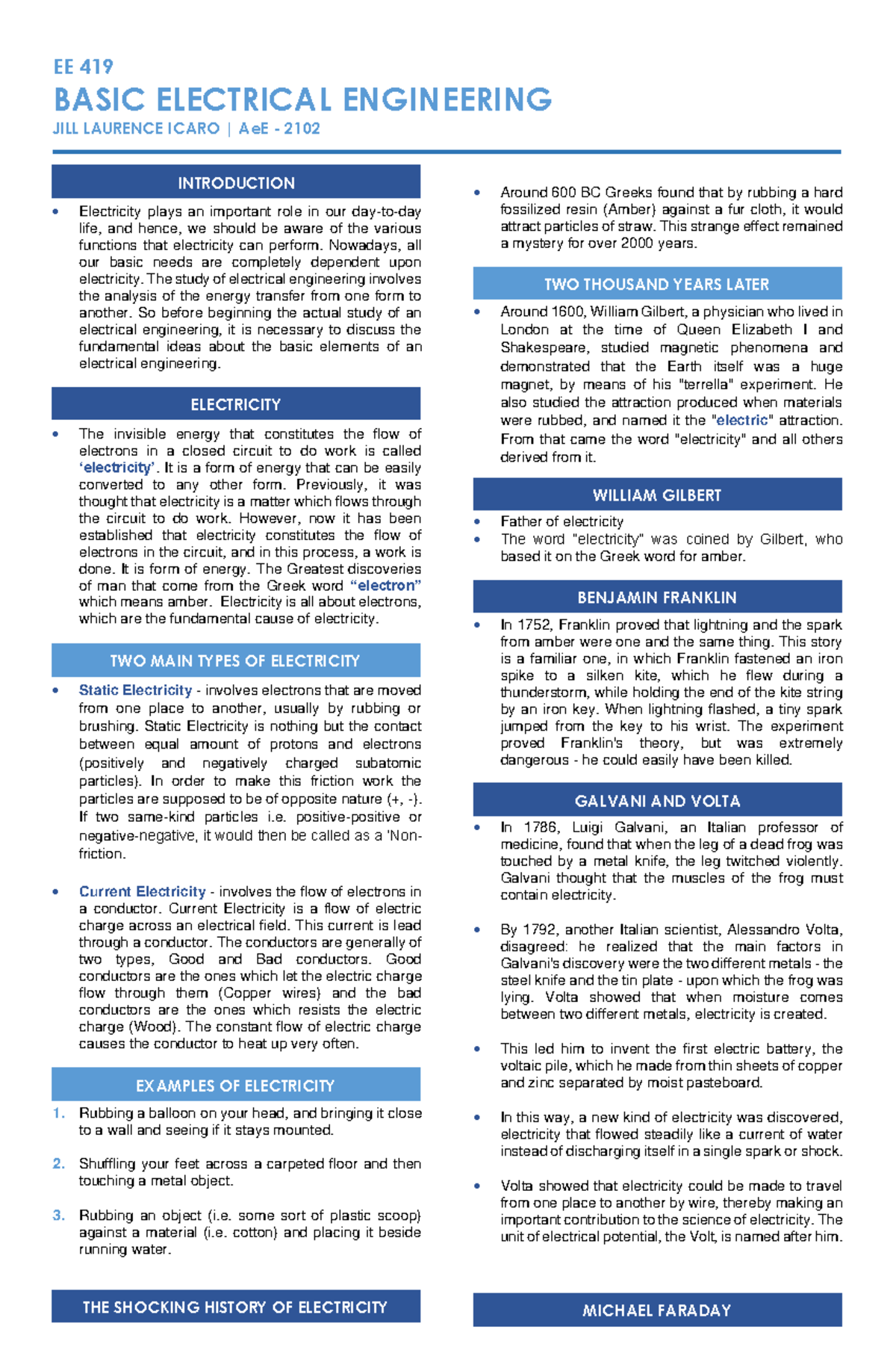 B EE Midterms Module 1 - EE 419 - BASIC ELECTRICAL ENGINEERING JILL LAURENCE ICARO | AeE - 2102 ...