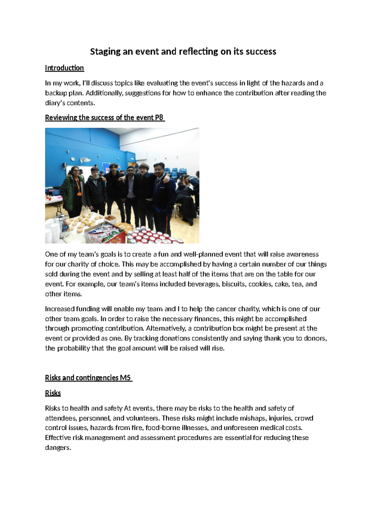 Unit 4 assignment 3 - i dont know - Staging an event and reflecting on ...