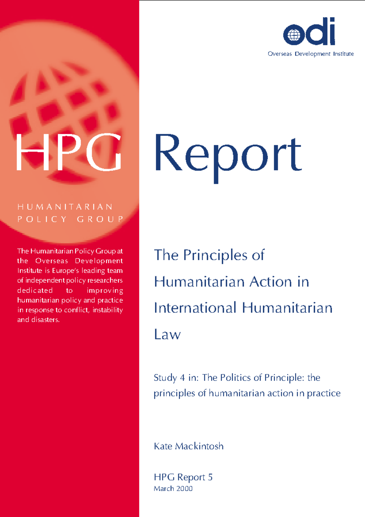 Principles of Humanitarian Action in IHL - The Principles of ...