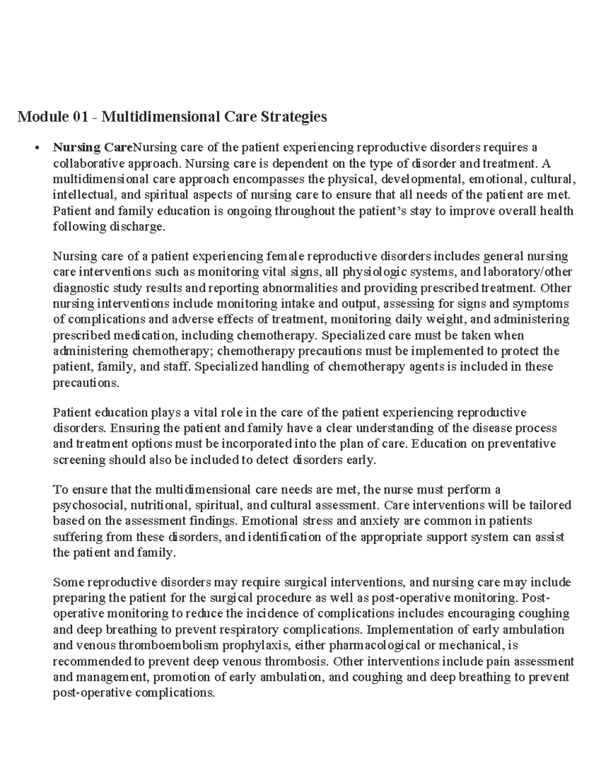 Mod 1 - Multidimensional Care Strategies - Module 01 - Multidimensional ...
