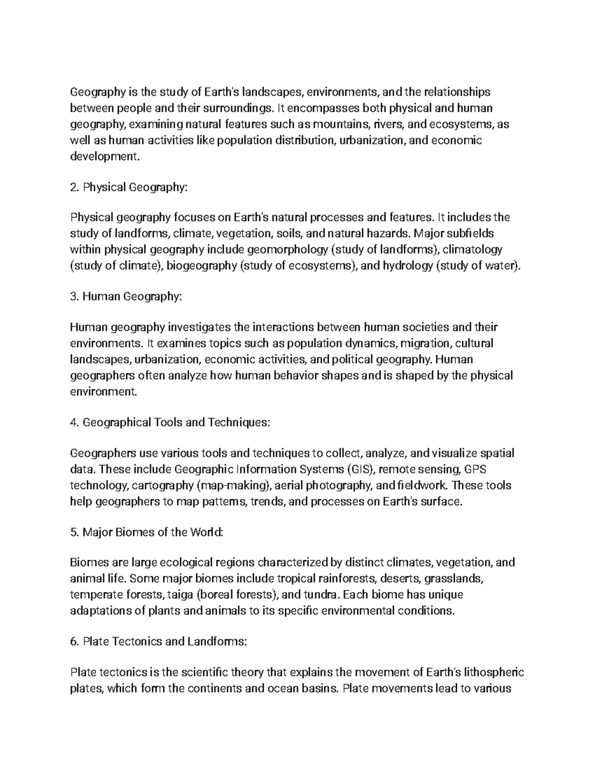 Geography introduction - Geography is the study of Earth's landscapes ...