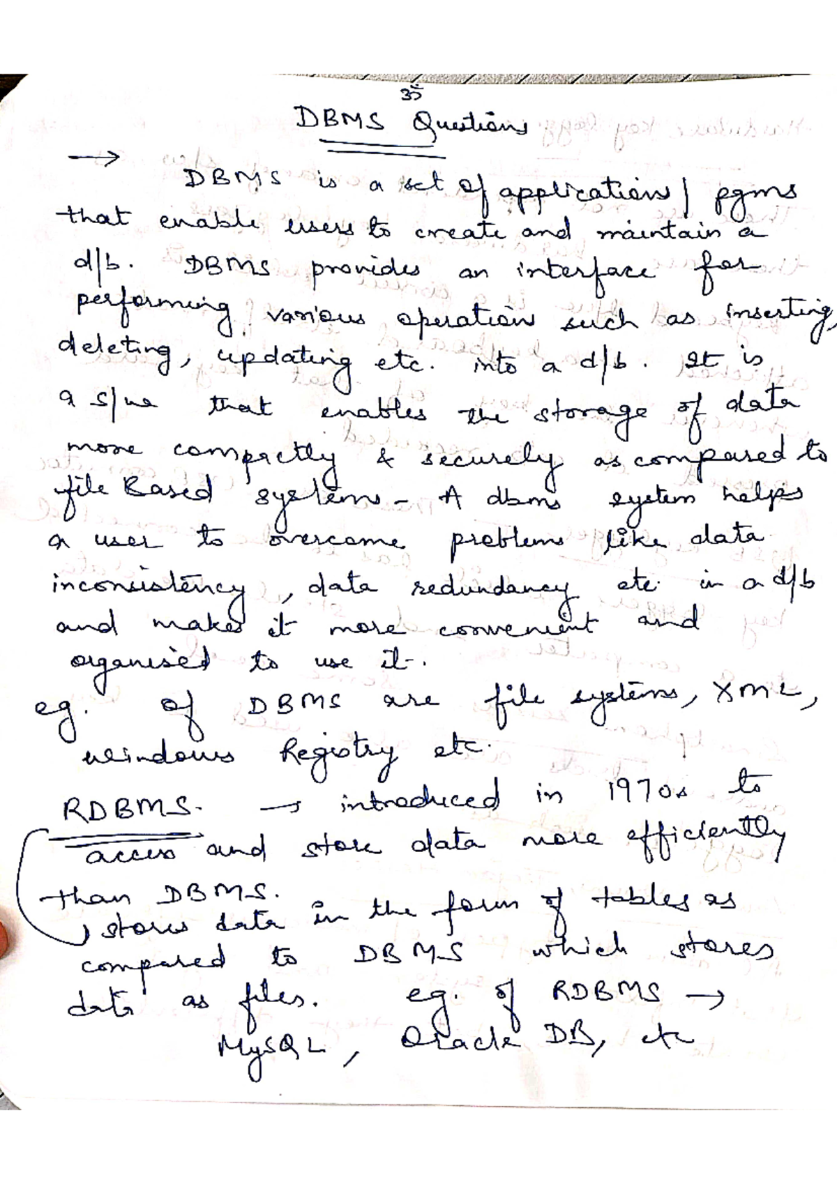 Dbms Unit 1 Part 1 Complete Notes 35 Dbms Questions For Dbms Is A 4914