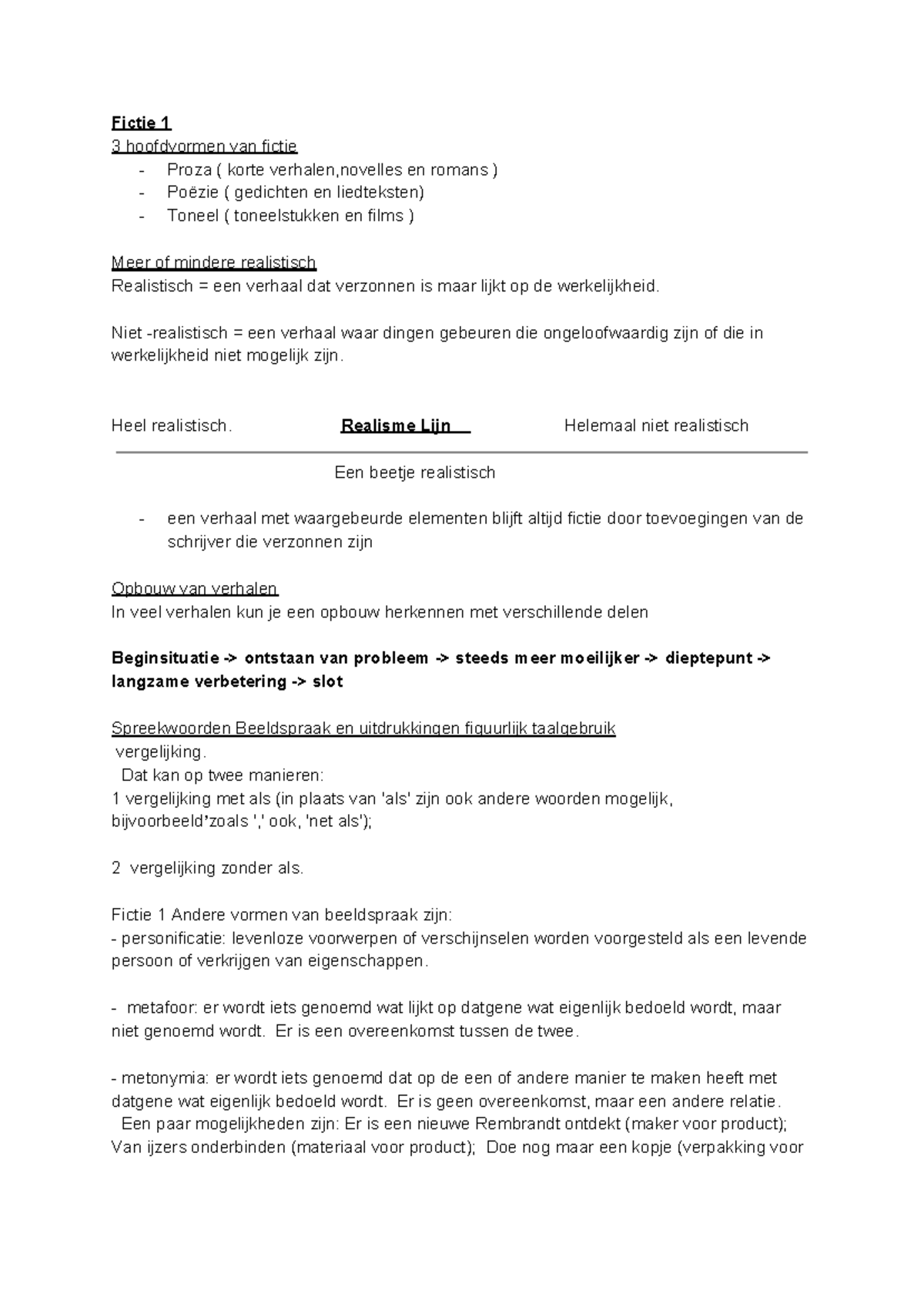 Kopie van Nederlands fictie - Fictie 1 3 hoofdvormen van fictie - Proza ...