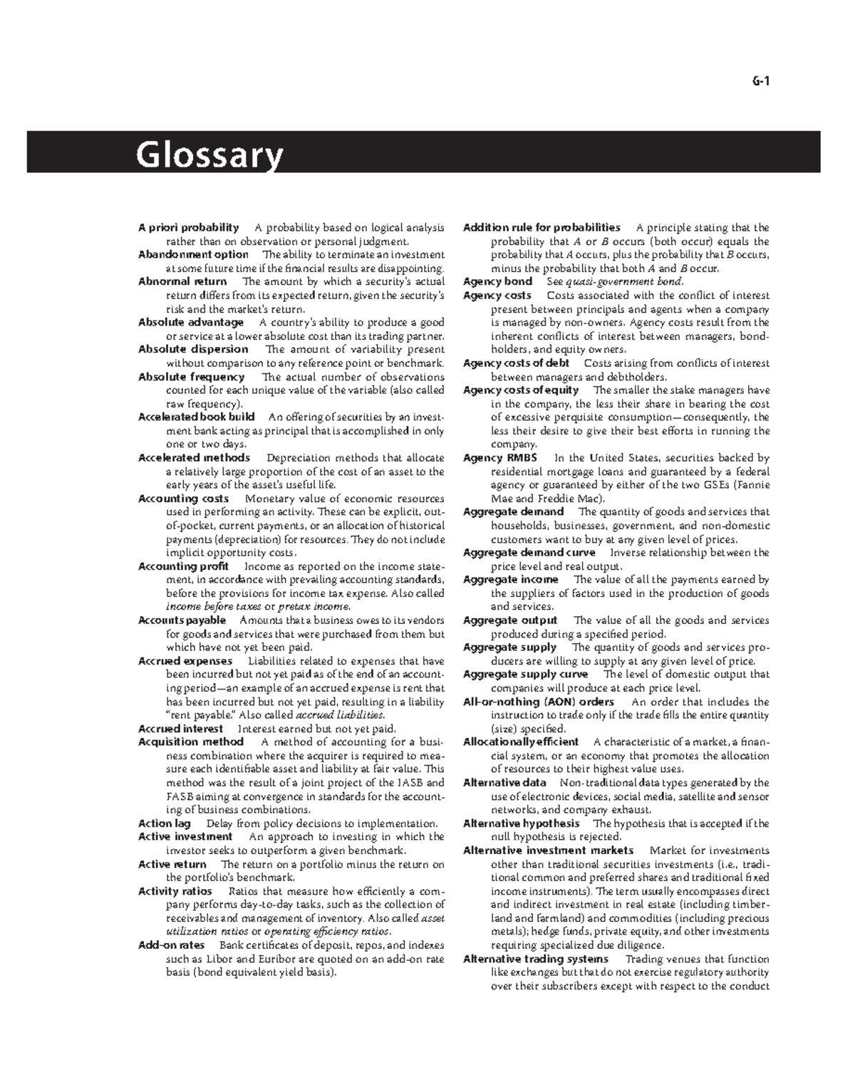 2022-L1-glossary - cfa study glossary - Glossary G- A priori ...