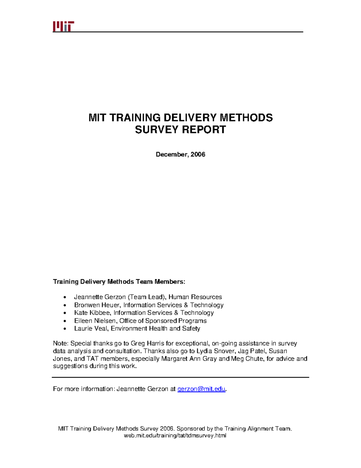 MIT Training Survey - Human Resource Related - MIT Training Delivery ...