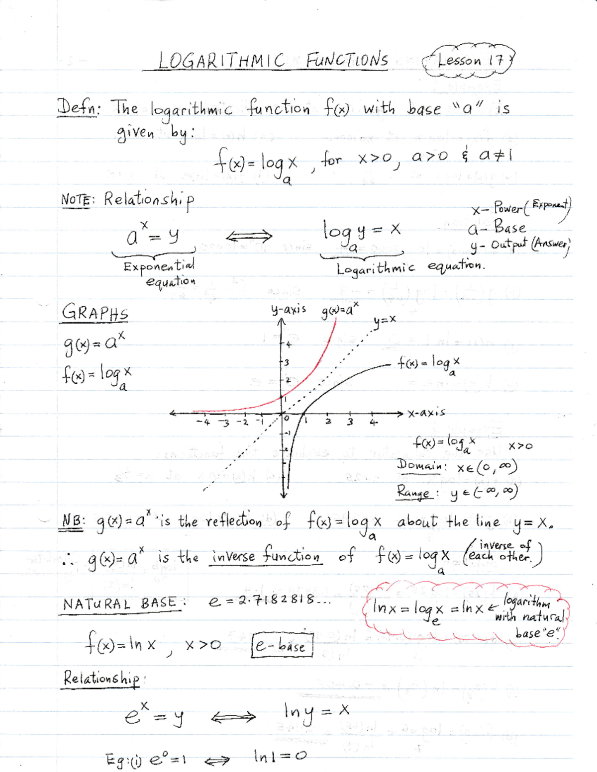 Lesson 17 Logarithmic Functions - E"{*: LcG ekff n u t c fre^J crto rls ...